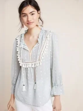 Anthropologie | Tops | Maeve Anthropologie Sawyer Tassel Peasant Top ...